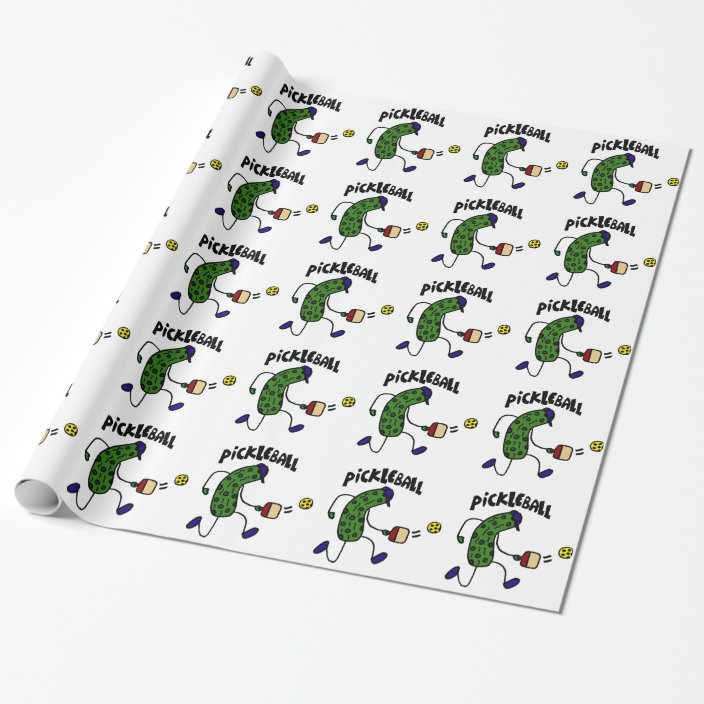 Funny Pickle Playing Pickleball Wrapping Paper | Zazzle.com
