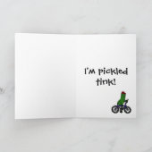 Funny Pickle Riding Bicycle Cartoon Card | Zazzle