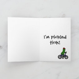 Funny Pickle Riding Bicycle Cartoon Card | Zazzle