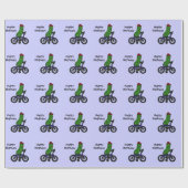 Funny Pickle Riding Bicycle Cartoon Wrapping Paper | Zazzle