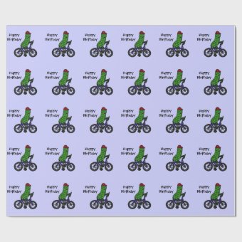 Funny Pickle Riding Bicycle Cartoon Wrapping Paper | Zazzle
