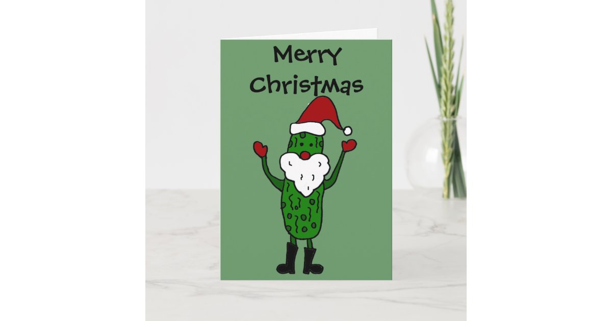 Funny Pickle Santa Claus Christmas Design Holiday Card | Zazzle