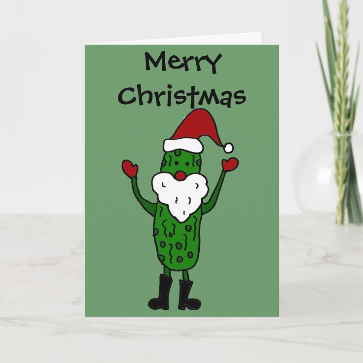Funny Pickle Santa Claus Christmas Design Holiday Card | Zazzle
