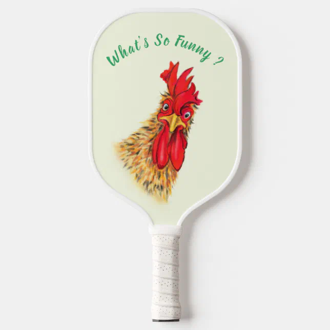 Funny Pickleball Paddle with Surprised Rooster | Zazzle