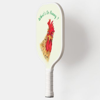 Funny Pickleball Paddle with Surprised Rooster | Zazzle