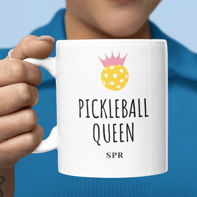 Funny Pickleball Queen, Custom Monogram Name Text Coffee Mug | Zazzle