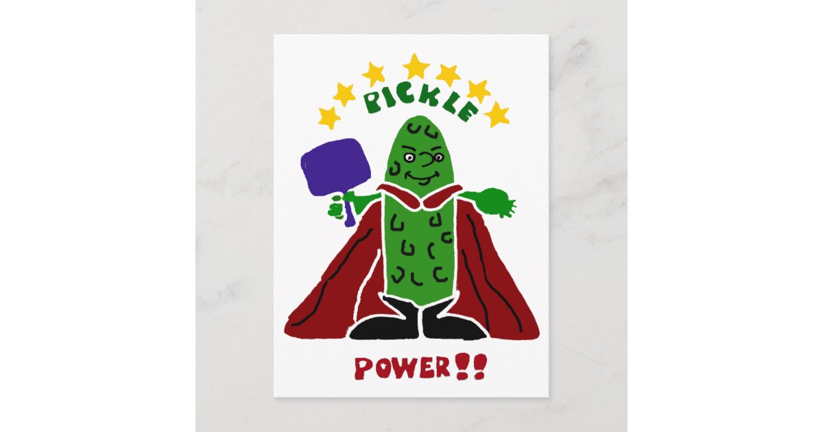 Funny Pickleball Super Hero Pickle Postcard | Zazzle