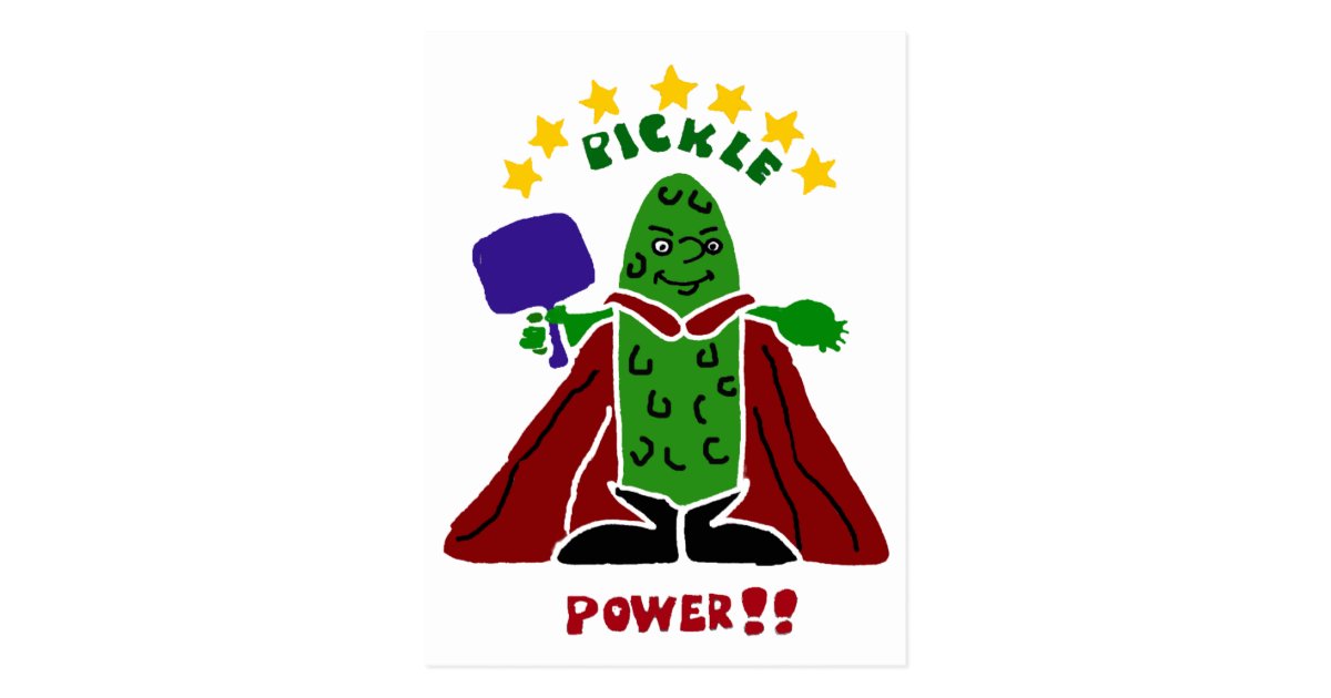 Funny Pickleball Super Hero Pickle Postcard | Zazzle.com