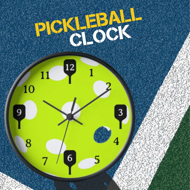 Funny Pickleball Time Black Paddles Clock | Zazzle