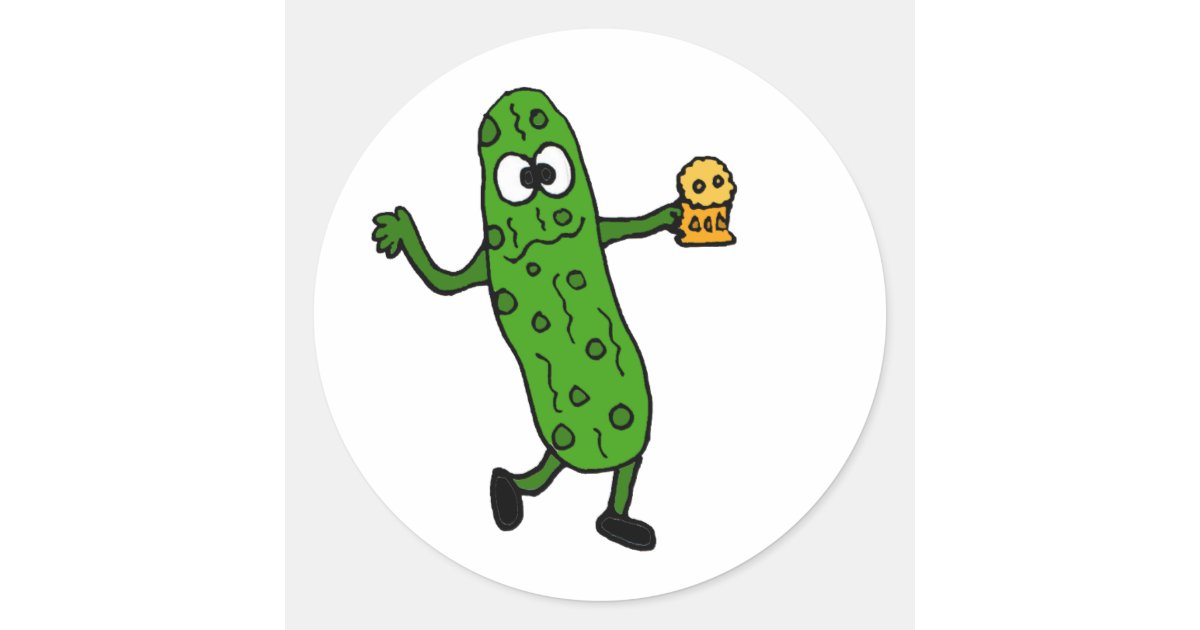Funny Pickled Pickle Classic Round Sticker | Zazzle