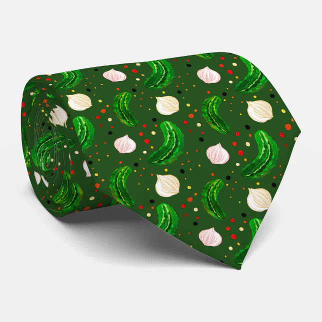 Funny Pickles Gherkins & Pickled Onion Pattern Neck Tie | Zazzle