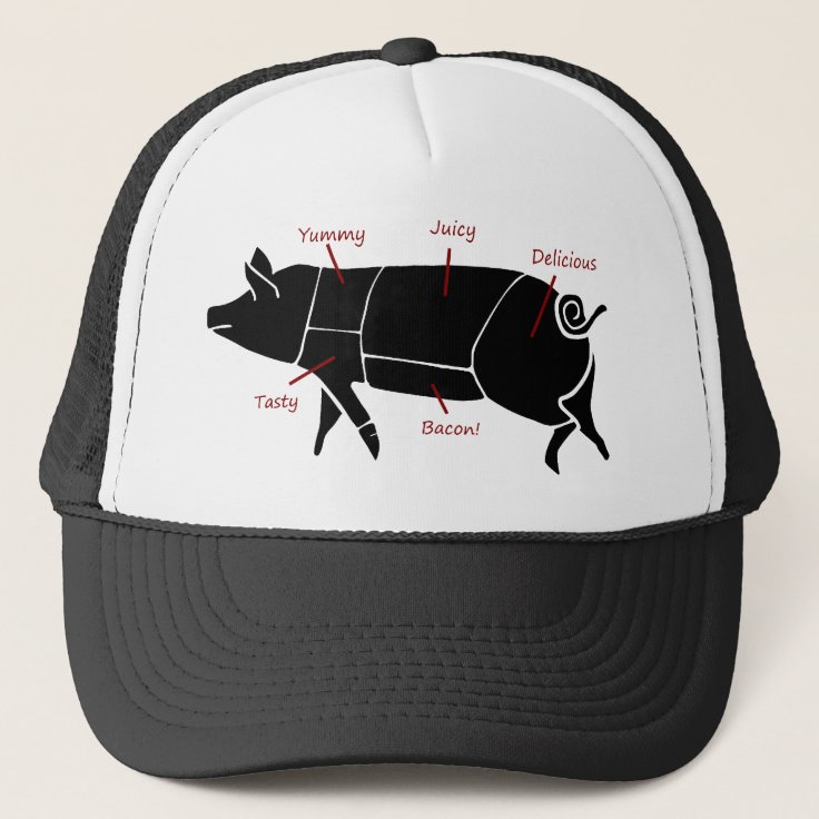 Funny Pig Butcher Chart Diagram Trucker Hat | Zazzle