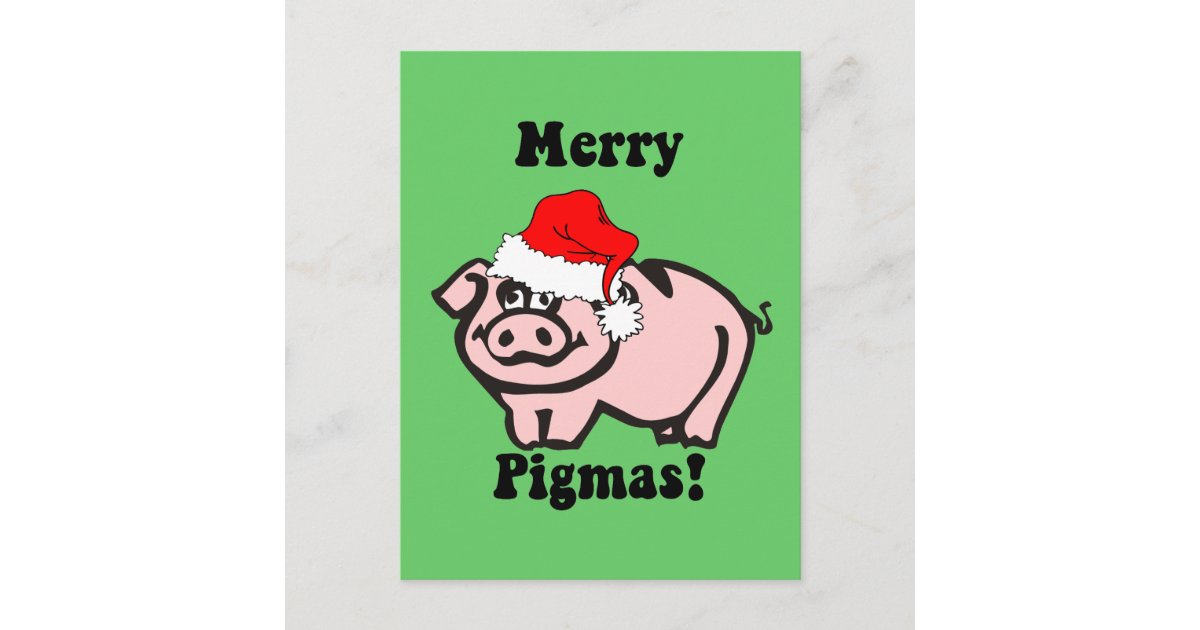 Funny pig Christmas Holiday Postcard | Zazzle.com