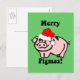 Funny pig Christmas Holiday Postcard | Zazzle