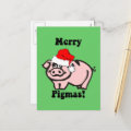 Funny pig Christmas Holiday Postcard | Zazzle