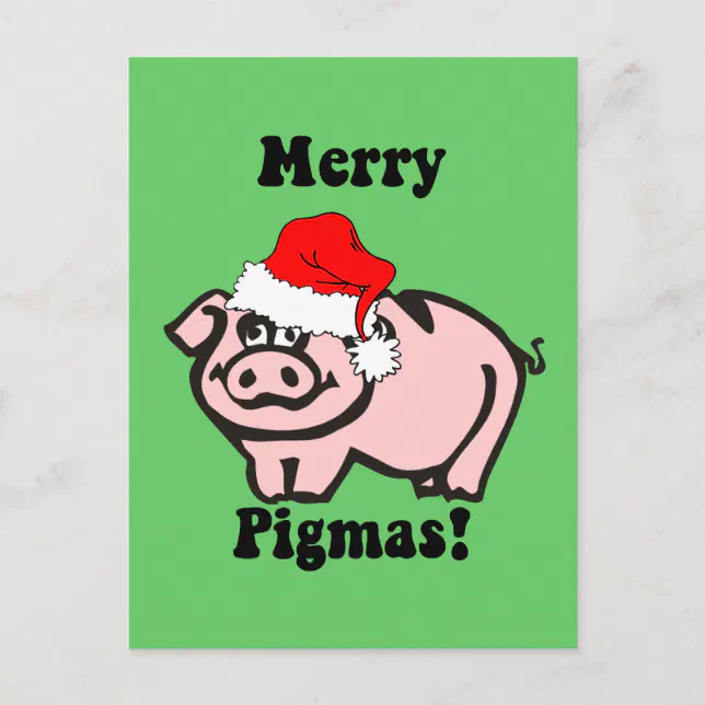 Funny pig Christmas Holiday Postcard | Zazzle