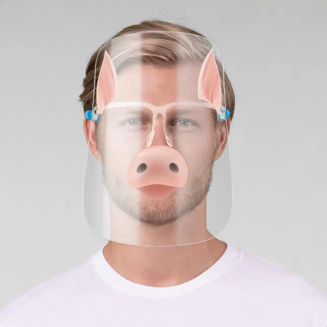 Funny Pig Face | Animal Ears & Nose Face Shield | Zazzle