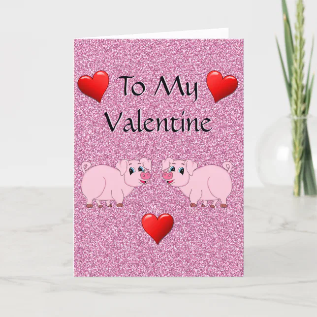 Funny Pig Hogs and Kisses Valentine's Day Card | Zazzle