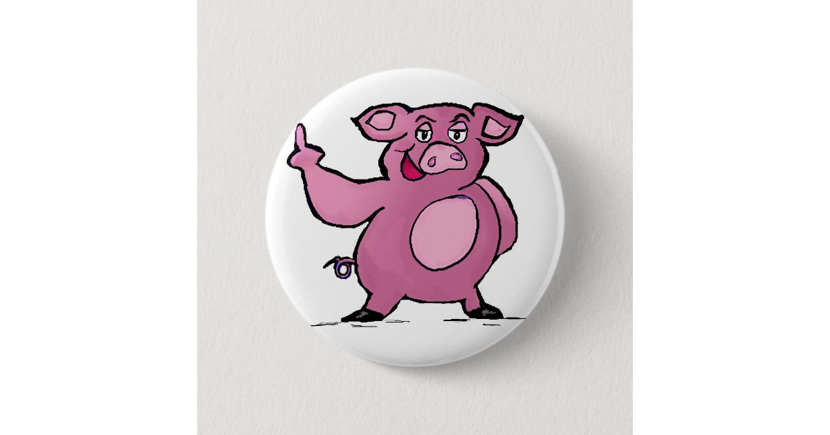 Funny Pig Middle Finger Button | Zazzle