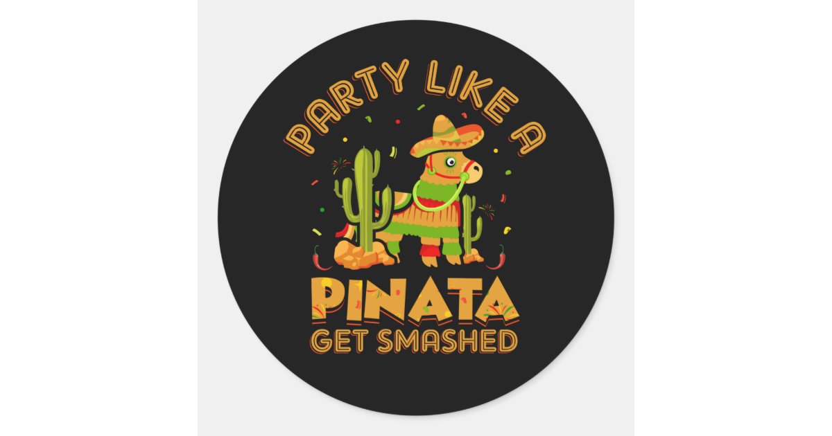 funny Pinata word art Fiesta Classic Round Sticker | Zazzle