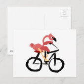 Funny Pink Flamingo Bird on Bicycle Postcard | Zazzle