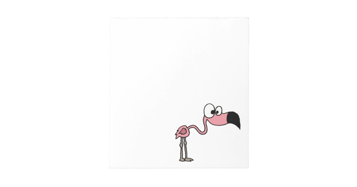 Funny Pink Flamingo Cartoon Notepad | Zazzle