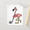 Funny Pink Flamingo Golfing Art Postcard | Zazzle