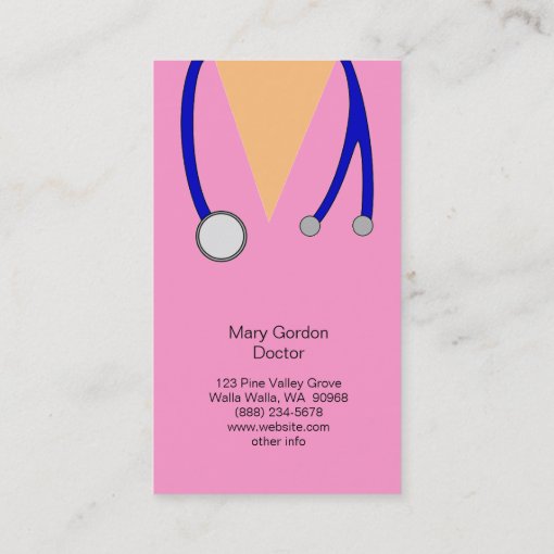 Funny Pink Scrubs and Stethoscope Medical Doctor Business Card | Zazzle