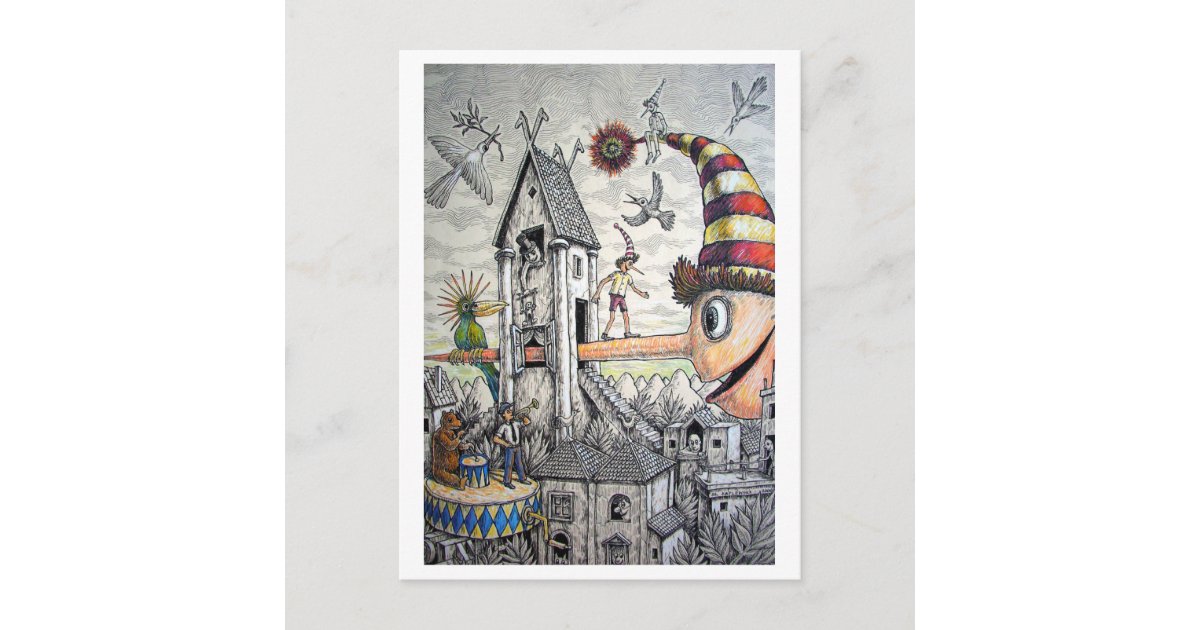 Funny Pinocchio Postcard | Zazzle