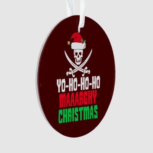 Funny Pirate Christmas Pun Yo Ho Ho Ho Ornament | Zazzle