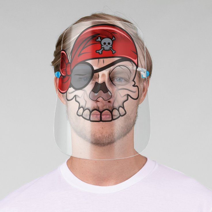 Funny Pirate Hat Patch Skull Face Shield | Zazzle