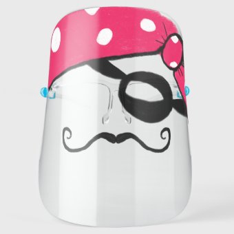 Funny Pirate with Bandana, Eye Patch and Mustache Face Shield | Zazzle