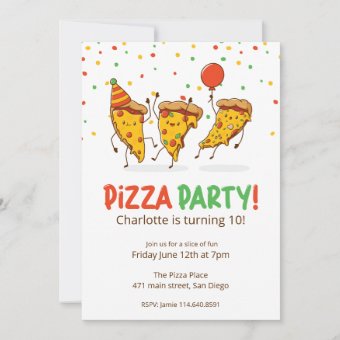 Funny Pizza Birthday Party Invitation | Zazzle