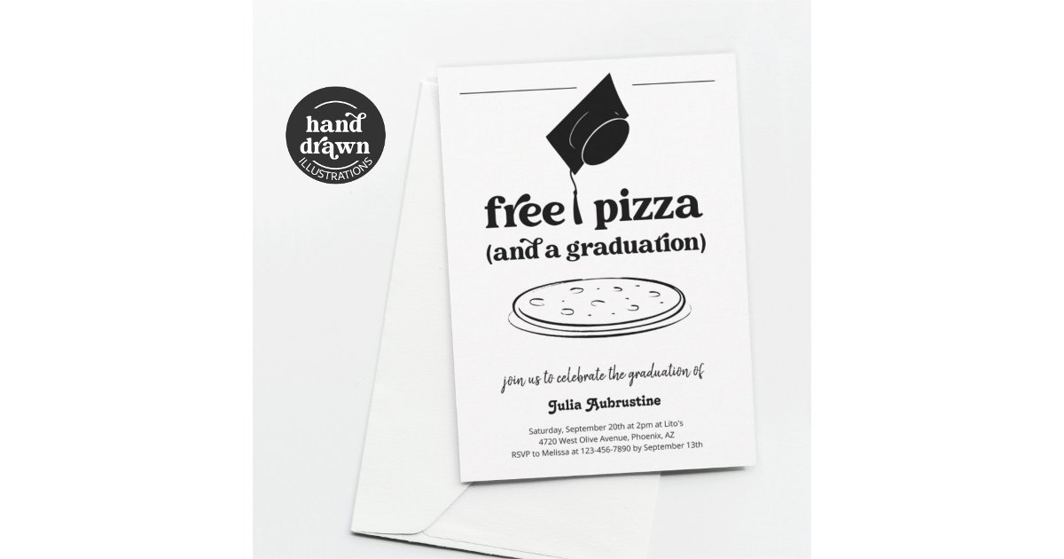 Funny Pizza Graduation Party Invitation | Zazzle