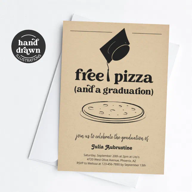 Funny Pizza Graduation Party Invitation | Zazzle