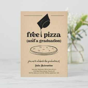 Funny Pizza Graduation Party Invitation | Zazzle