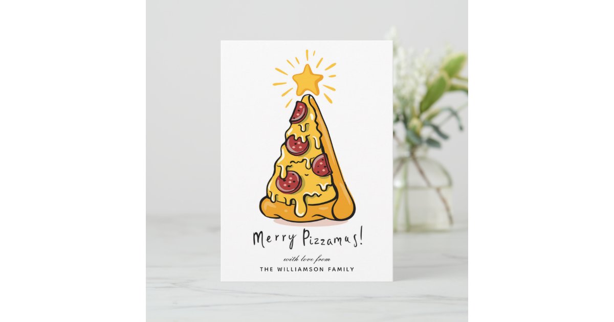 Funny Pizzamas Merry Christmas Card | Zazzle