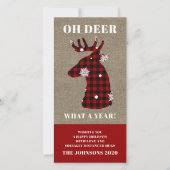 Funny Plaid Snowflake Oh Deer Holiday Card | Zazzle