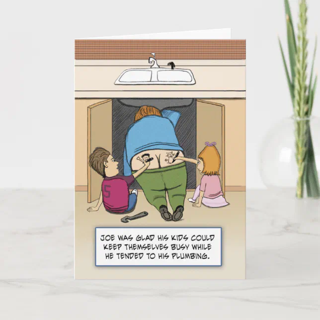 Funny Plumber Butt Crack Birthday Card | Zazzle