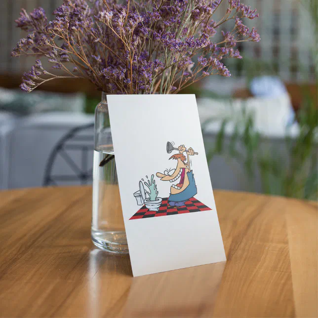 Funny Plumber Unblocking A Toilet Invitation | Zazzle