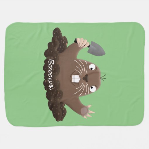 Funny pocket gopher digging cartoon illustration baby blanket | Zazzle