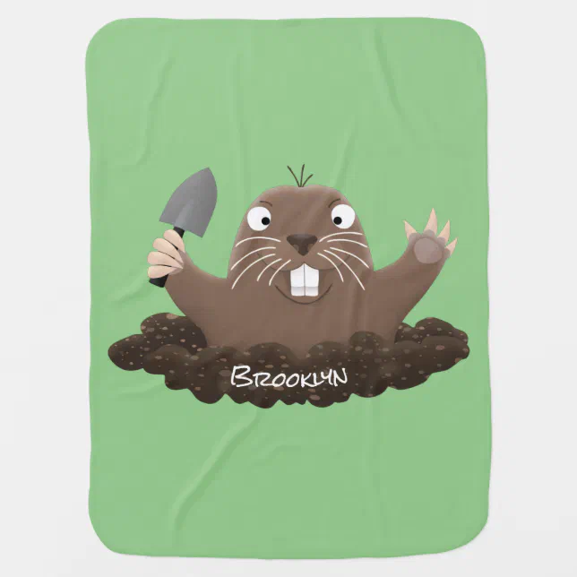 Funny pocket gopher digging cartoon illustration baby blanket | Zazzle