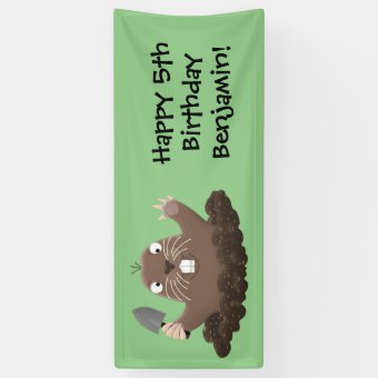 Funny pocket gopher digging cartoon illustration banner | Zazzle