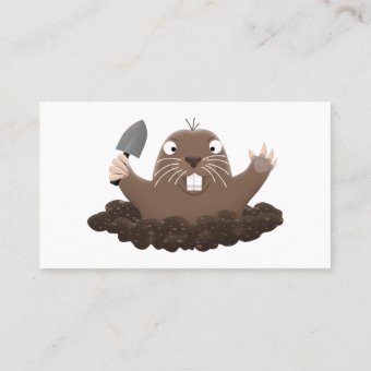 Funny pocket gopher digging cartoon illustration business card | Zazzle