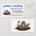 Funny pocket gopher digging cartoon illustration business card | Zazzle