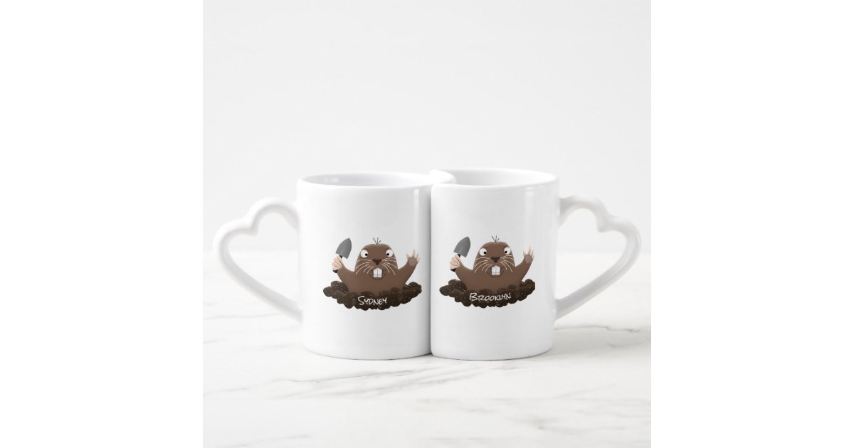 Funny pocket gopher digging cartoon illustration coffee mug set | Zazzle
