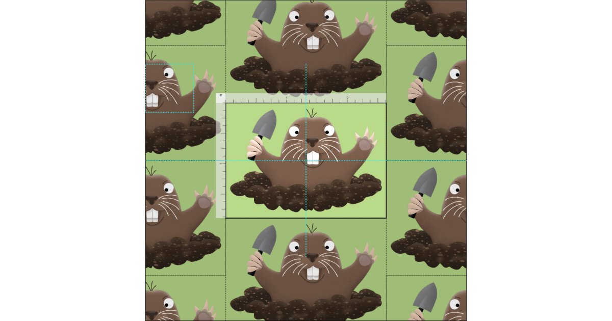 Funny pocket gopher digging cartoon illustration fabric | Zazzle
