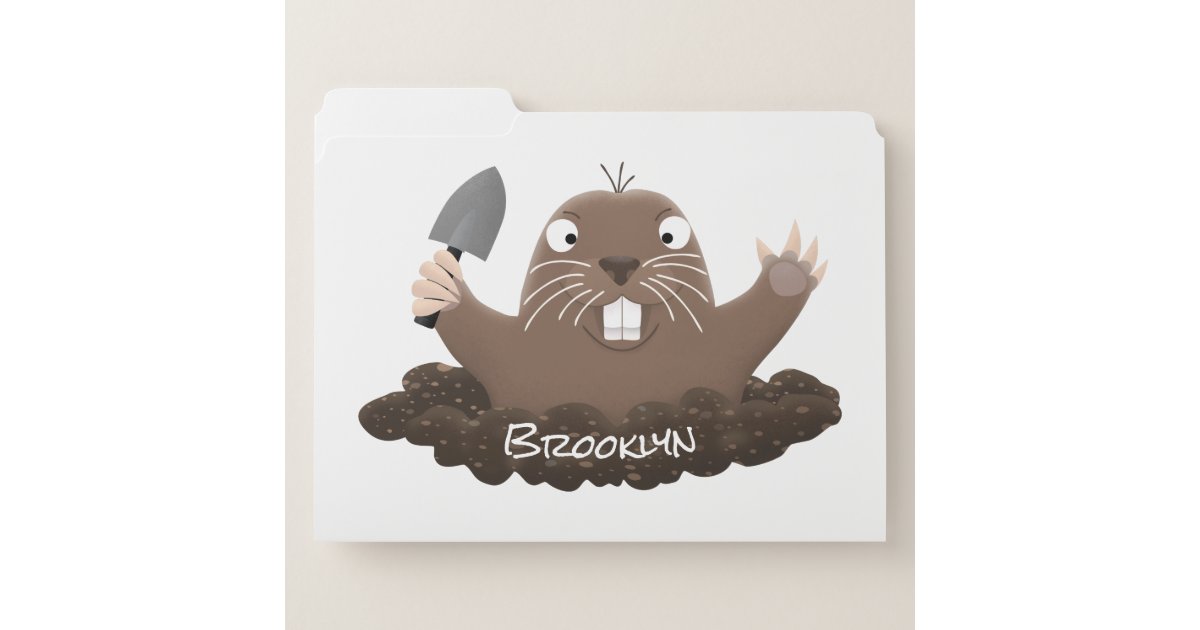 Funny pocket gopher digging cartoon illustration file folder | Zazzle