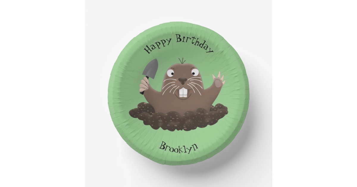 Funny pocket gopher digging cartoon illustration paper bowls | Zazzle