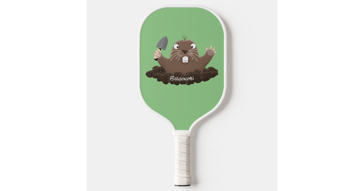 Funny pocket gopher digging cartoon illustration pickleball paddle | Zazzle
